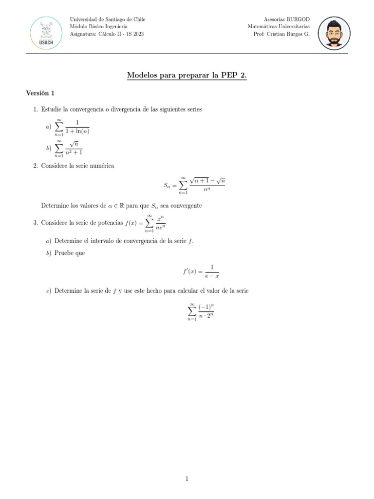 Modelos PEP 2 Cálculo II 1S 2023 | PDF | Análisis complejo | Matemáticas