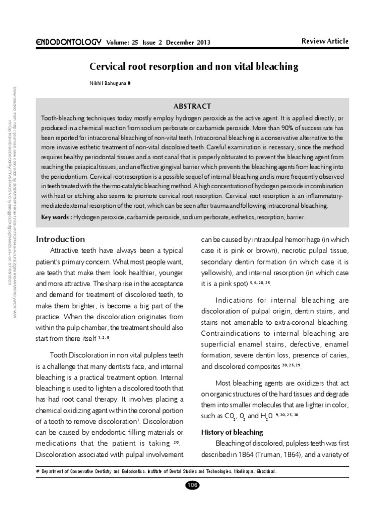 Dental Bleaching & Root Resorption | PDF | Bleach | Dentistry Branches