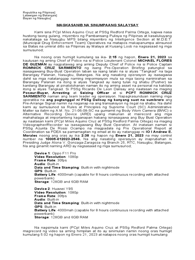 Affidavit of Videographer | PDF