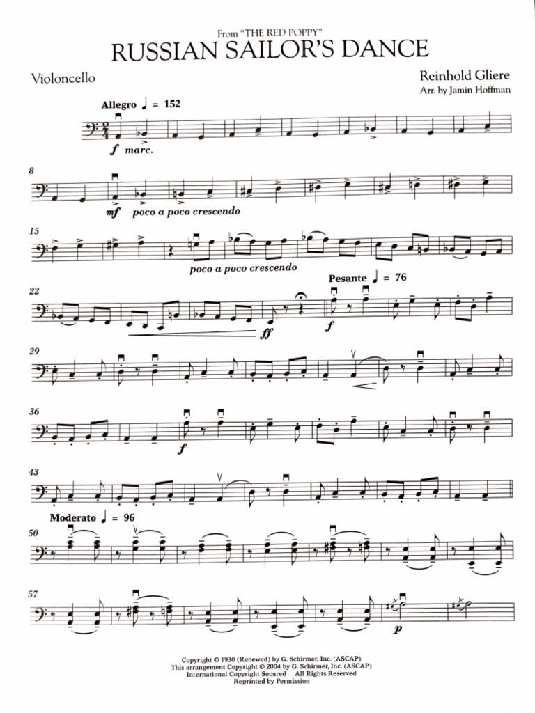 Russian Sailor Dance - Cello | PDF | Musicology | Musical Notation