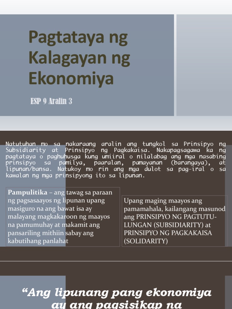 Aralin 3 Pagtataya NG Kalagayan NG Ekonomiya | PDF
