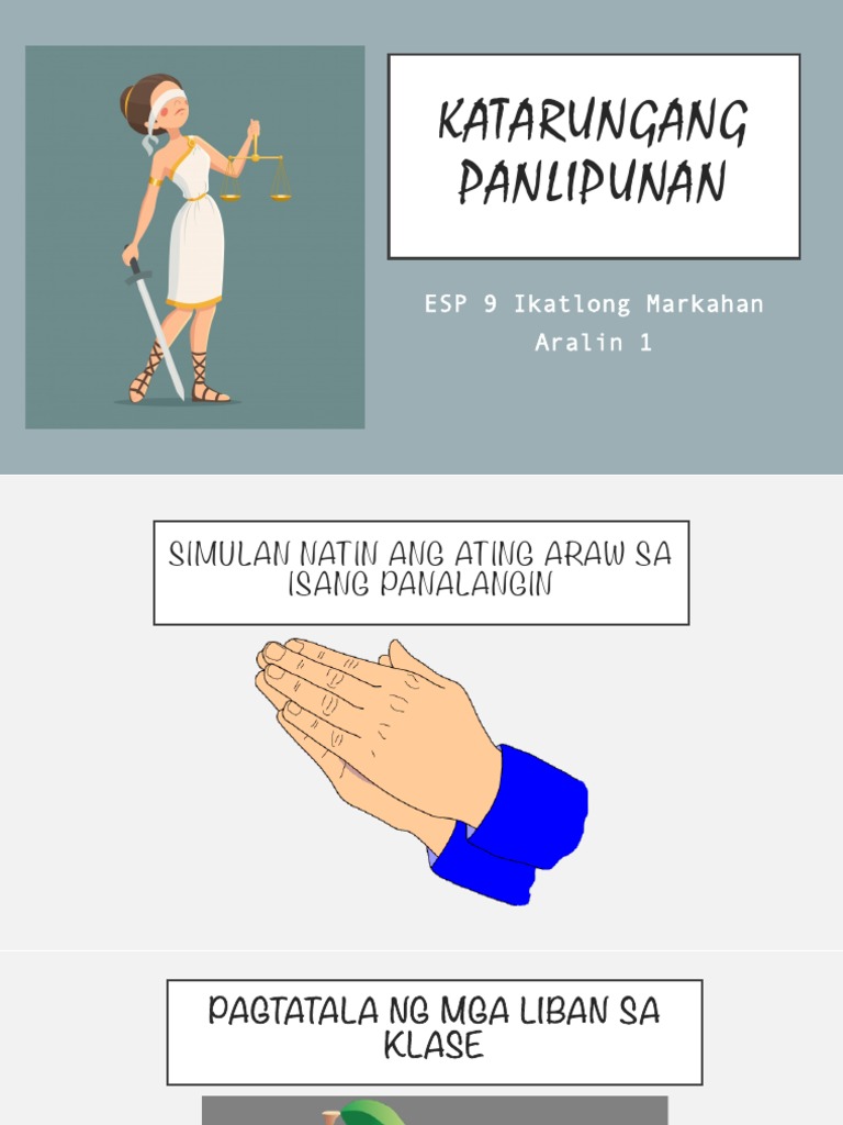 ESP 9 Q3 Aralin 1 - Katarungang Panlipunan (Unang Bahagi) | PDF