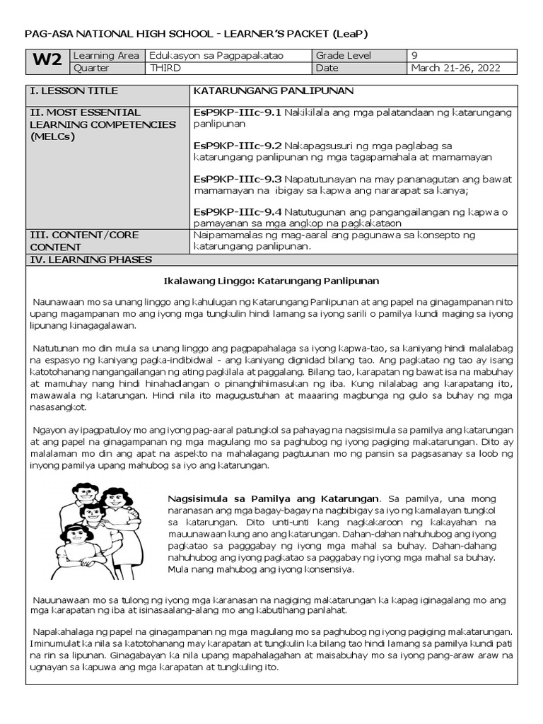 Esp9-Q3-Week 2 | PDF