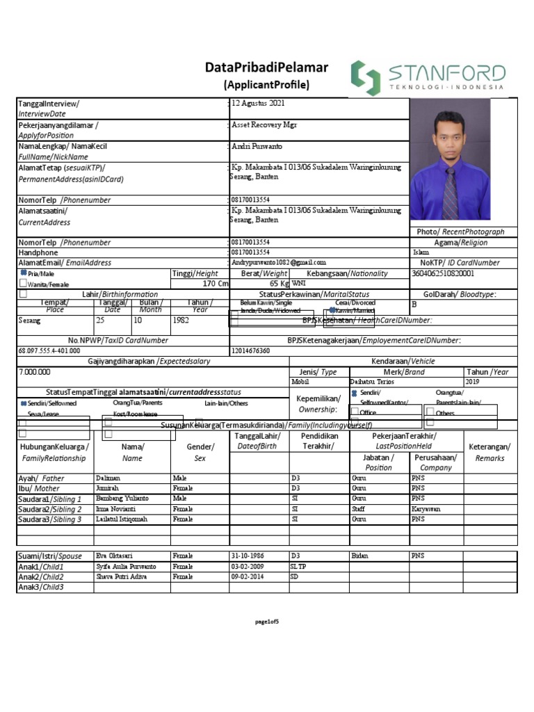 Interview Form - Andri Purwanto | PDF