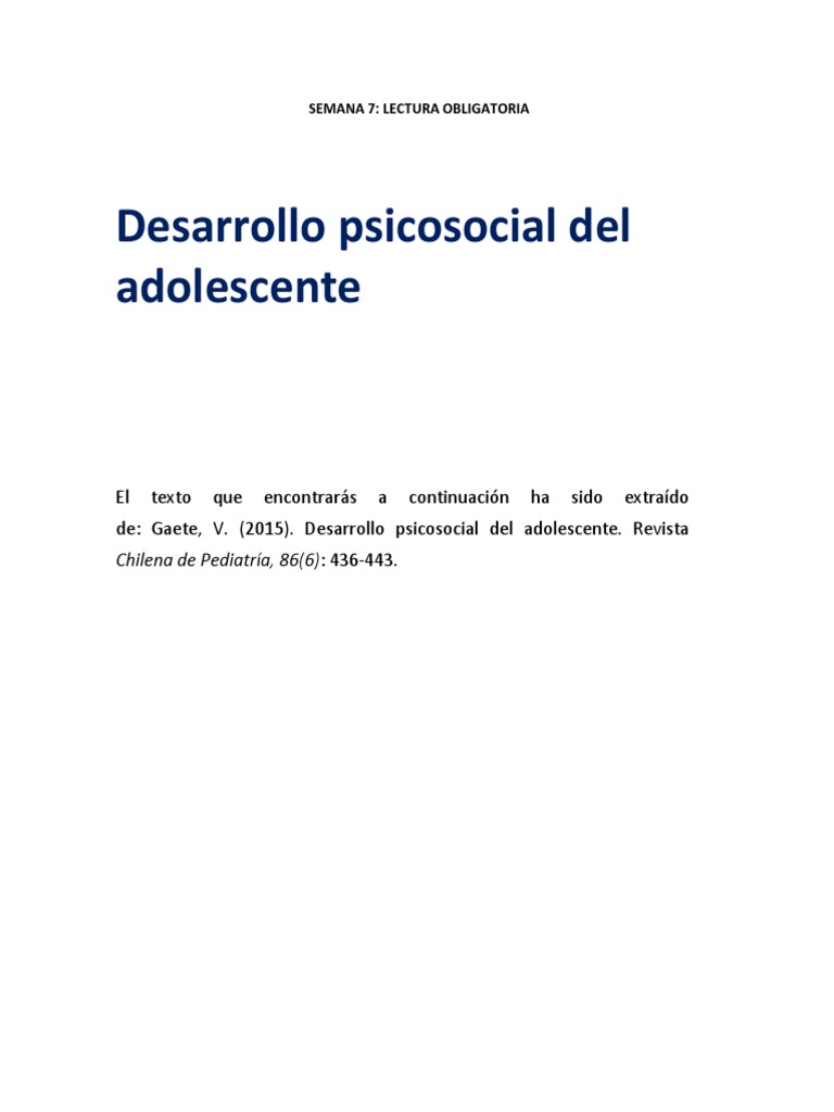 Desarrollo Psicosocial Del Adolescente | PDF | Adultos | Pensamiento
