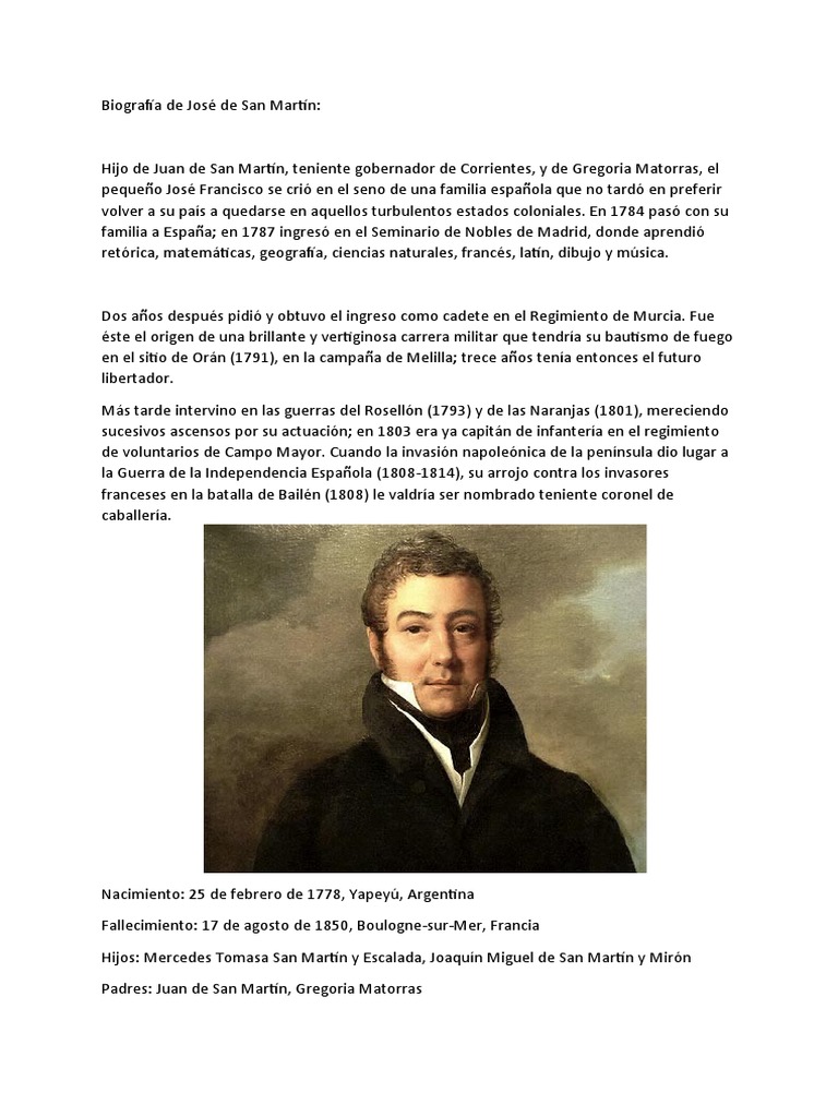Biografía de José de San Martín | PDF