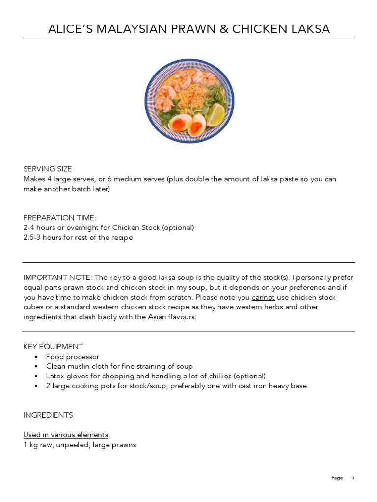 Malaysian Laksa Recipe Guide | PDF | Southeast Asian Cuisine | Food ...