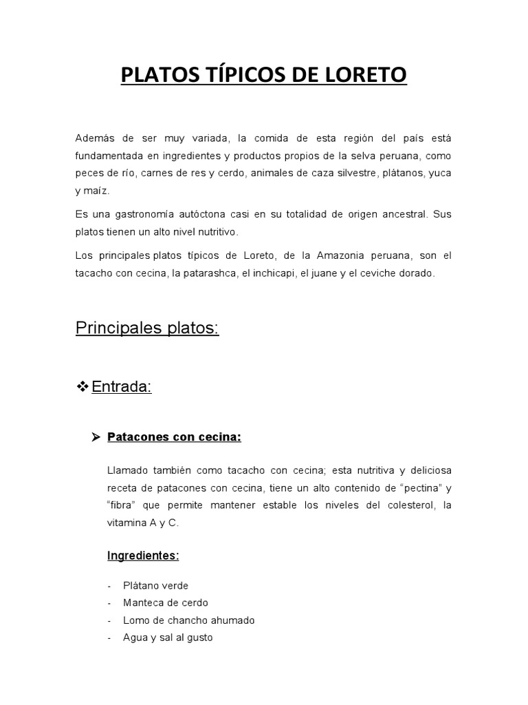Platos Típicos de Loreto | PDF | Cilantro | Sopa de pollo