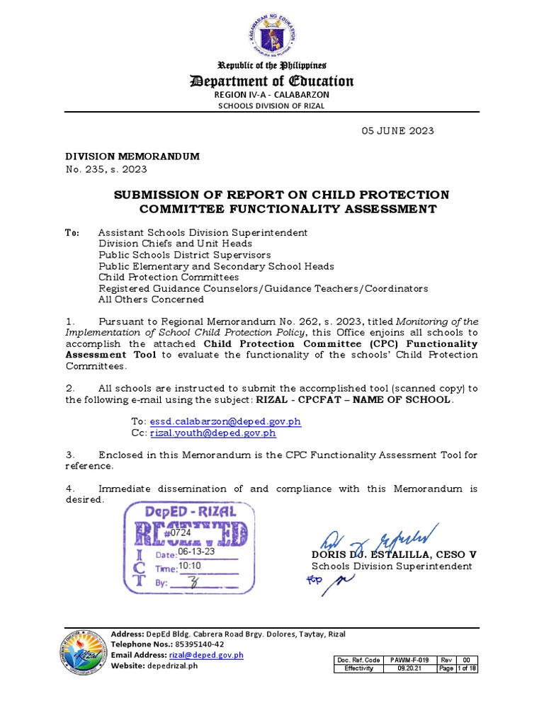 Division Memorandum No. 235, S. 2023 | PDF | Government | Social ... Division Memorandum No. 235, S. 2023 | PDF | Government | Social ...