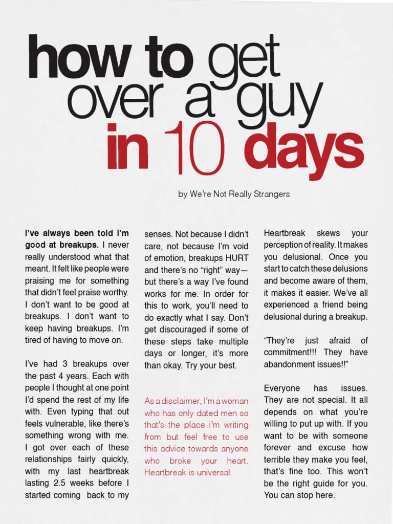 How To Get Over A Guy in 10 Days | PDF
