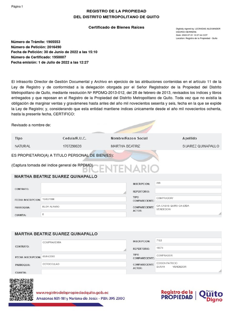 Certificado Bienes Raices | PDF | Propiedad