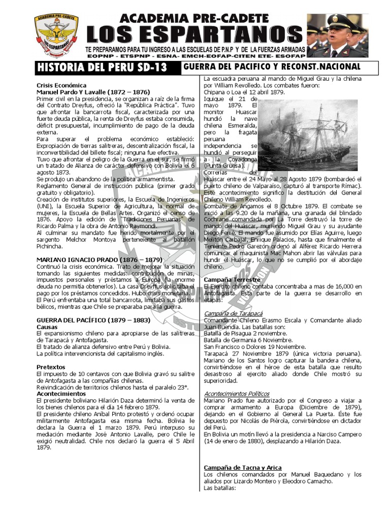 SG-13 Guerra Del Pacifico y Reconstruccion Nacional | PDF | Perú ...