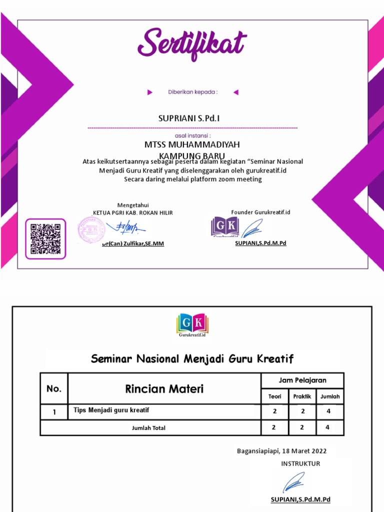 388 Sertifikat Atas SUPRIANI S.Pd.I-1 | PDF