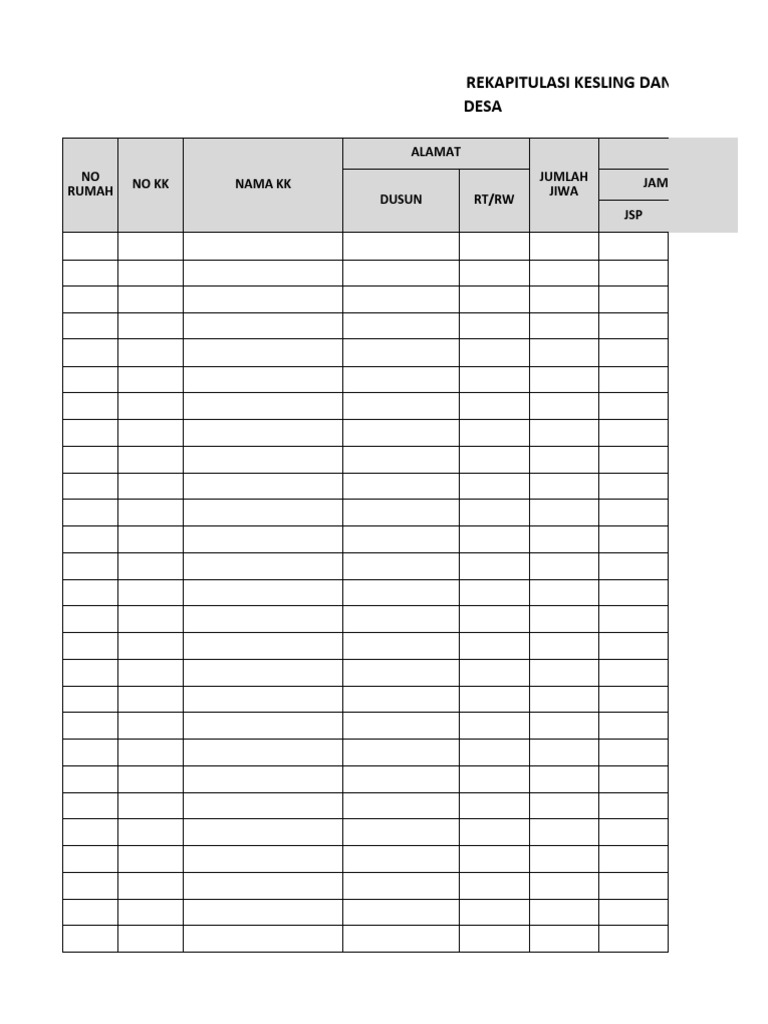 Rekap Validasi Data Jamban Desa Curahtulis | PDF