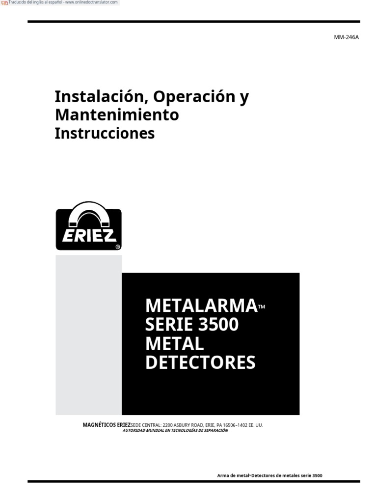 MM-246-Eriez-MA3500-Metal-Detector-IOM (3) .En - Es | PDF | Relé | Inductor