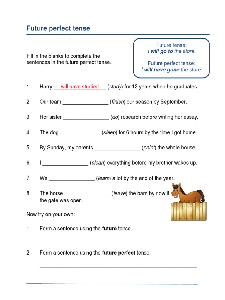 Grade 5 Future Perfect Tense | PDF