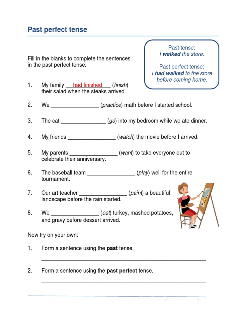 Grade 5 Past Perfect Tense Worksheet | PDF | Perfect (Grammar ...