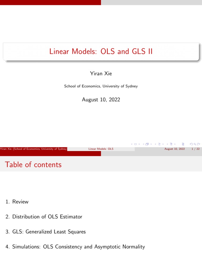 OLS vs GLS: Key Differences Explained | PDF | Ordinary Least Squares ...