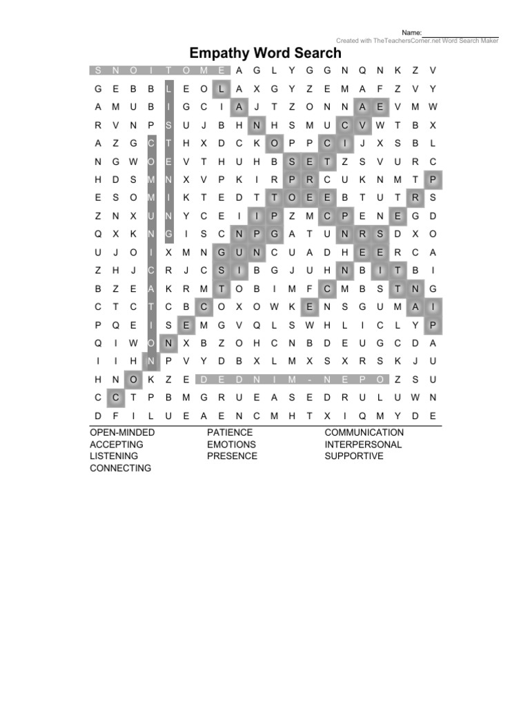 Empathy Word Search Puzzle | PDF