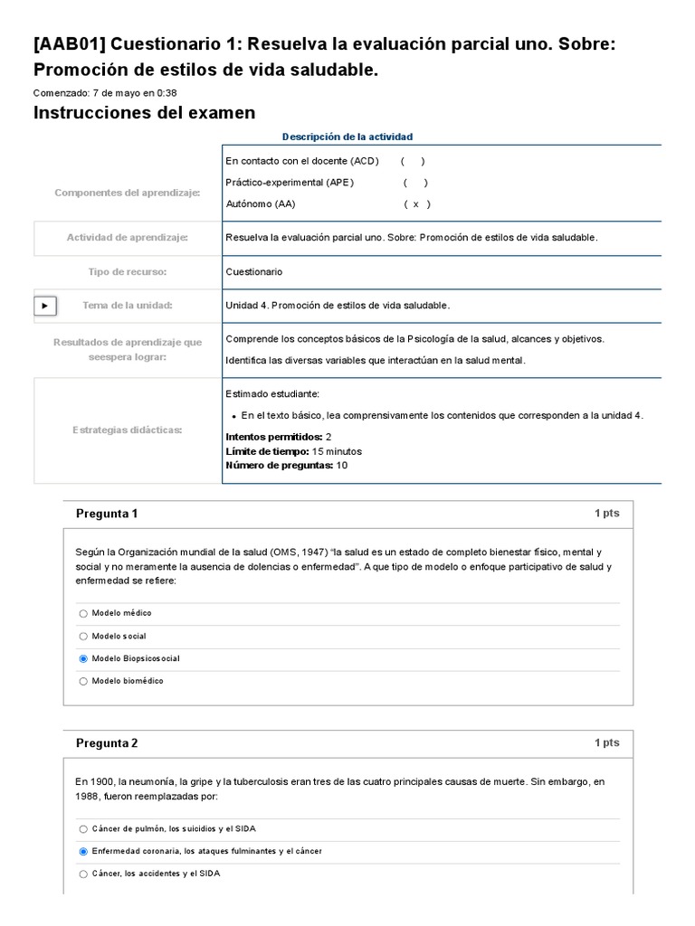 Examen - (AAB01) Cuestionario 1 - Resuelva La Evaluación Parcial Uno ...