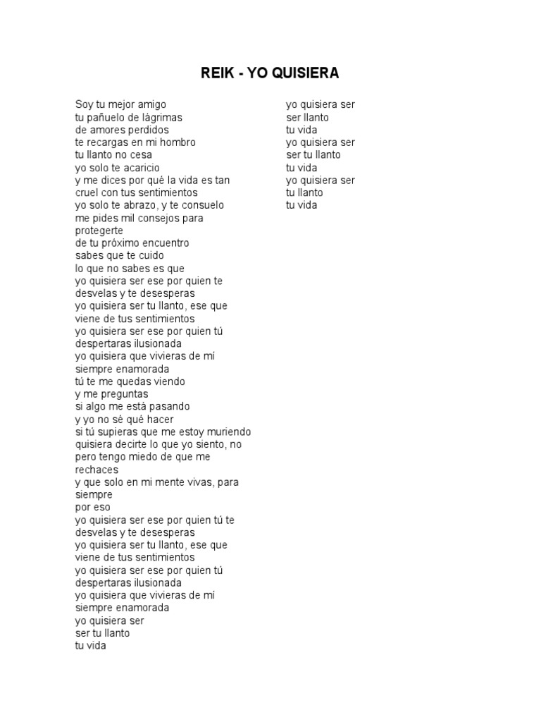 REIK-yo Quisiera Letra | PDF REIK-yo Quisiera Letra | PDF