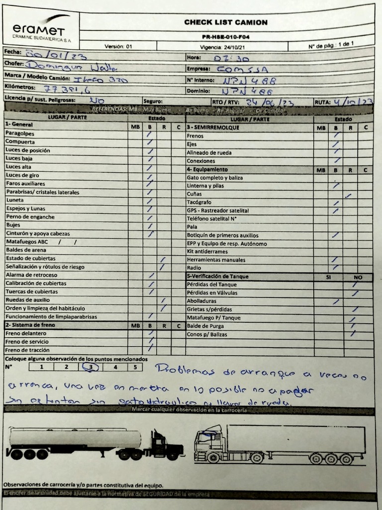 Check List Camion | PDF | Coche | Fabricantes de automóviles