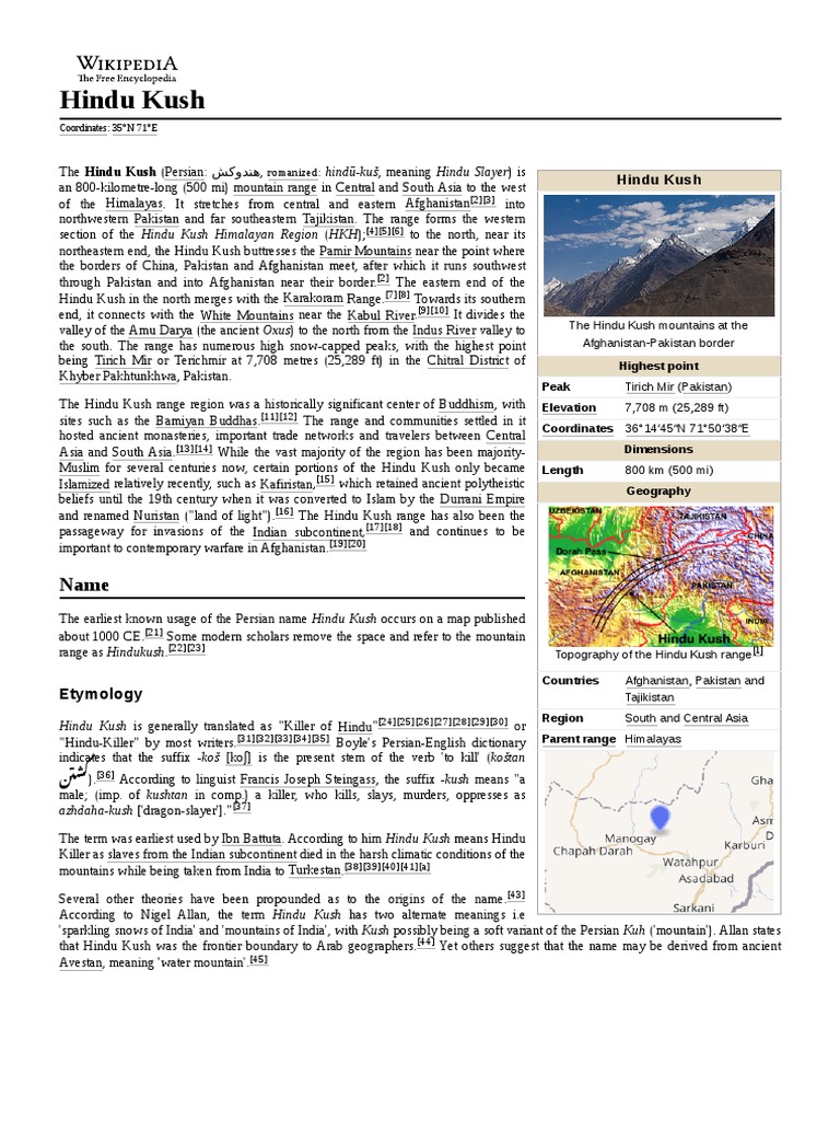 Hindu Kush | PDF | Himalayas | Afghanistan
