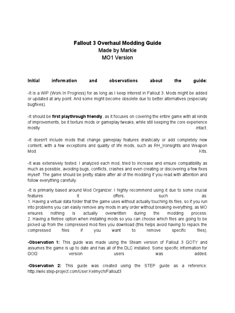 Fallout 3 Modding Guide Mo1 Version 1 9 Pdf Computer File Directory Computing