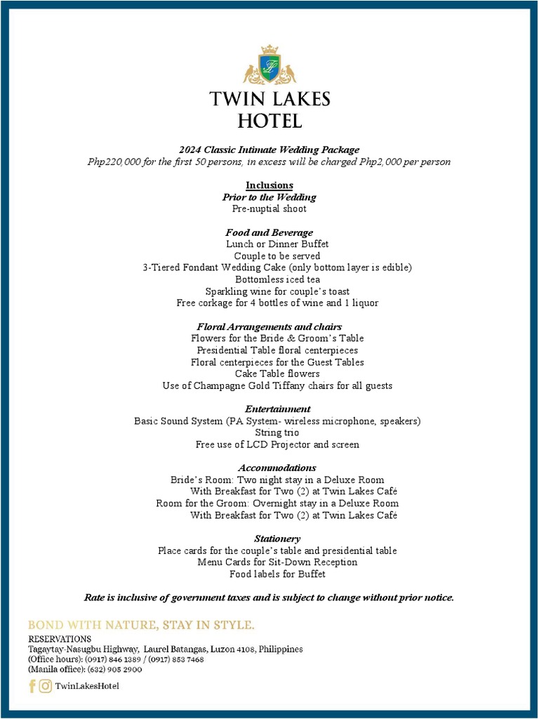 2024 Intimate Wedding Package | PDF | Soup | Salad