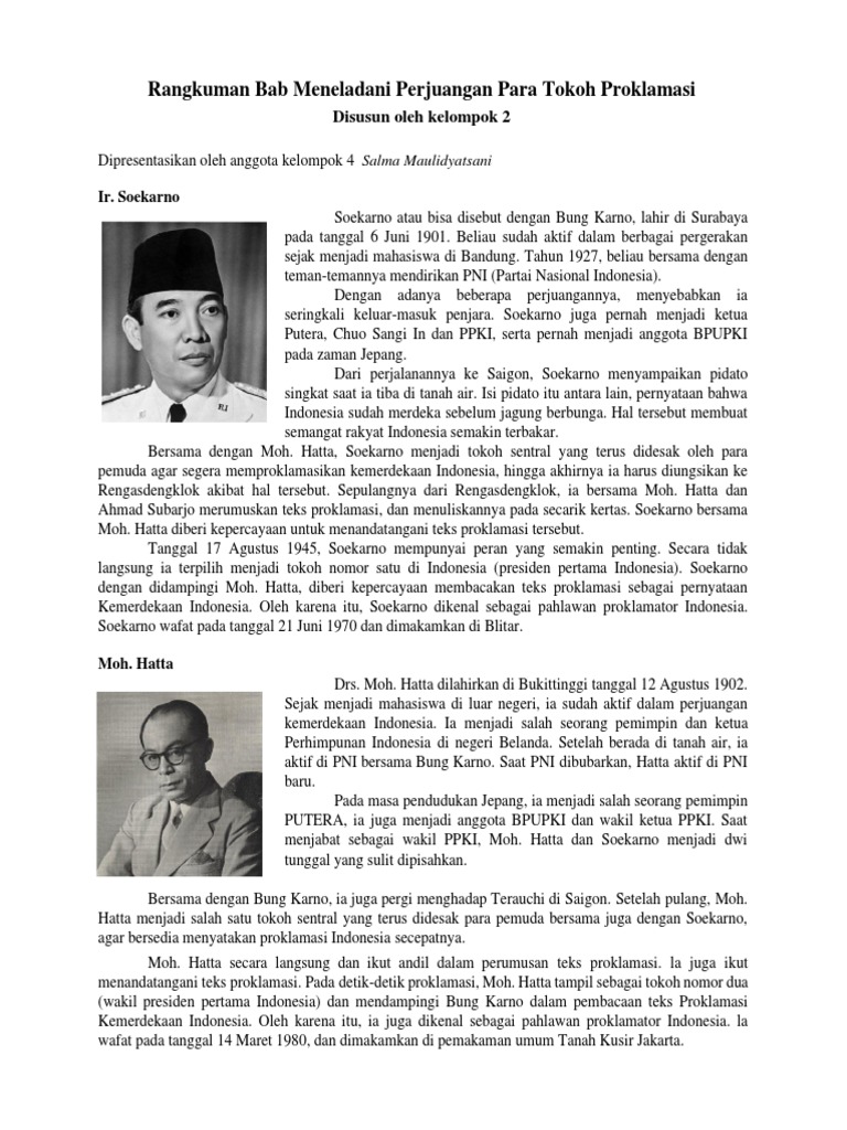 Rangkuman Bab Meneladani Perjuangan para Tokoh Proklamasi | PDF | Politik