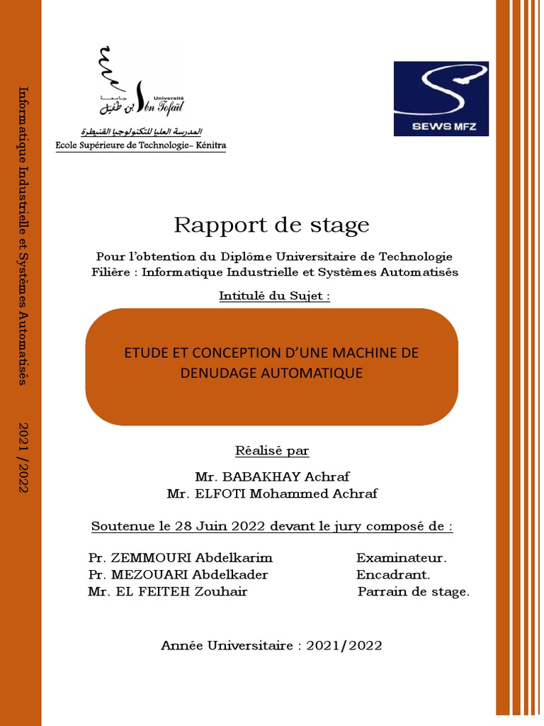 Rapport de Stage PFE SEWS MFZ | PDF | Soudage | Construction