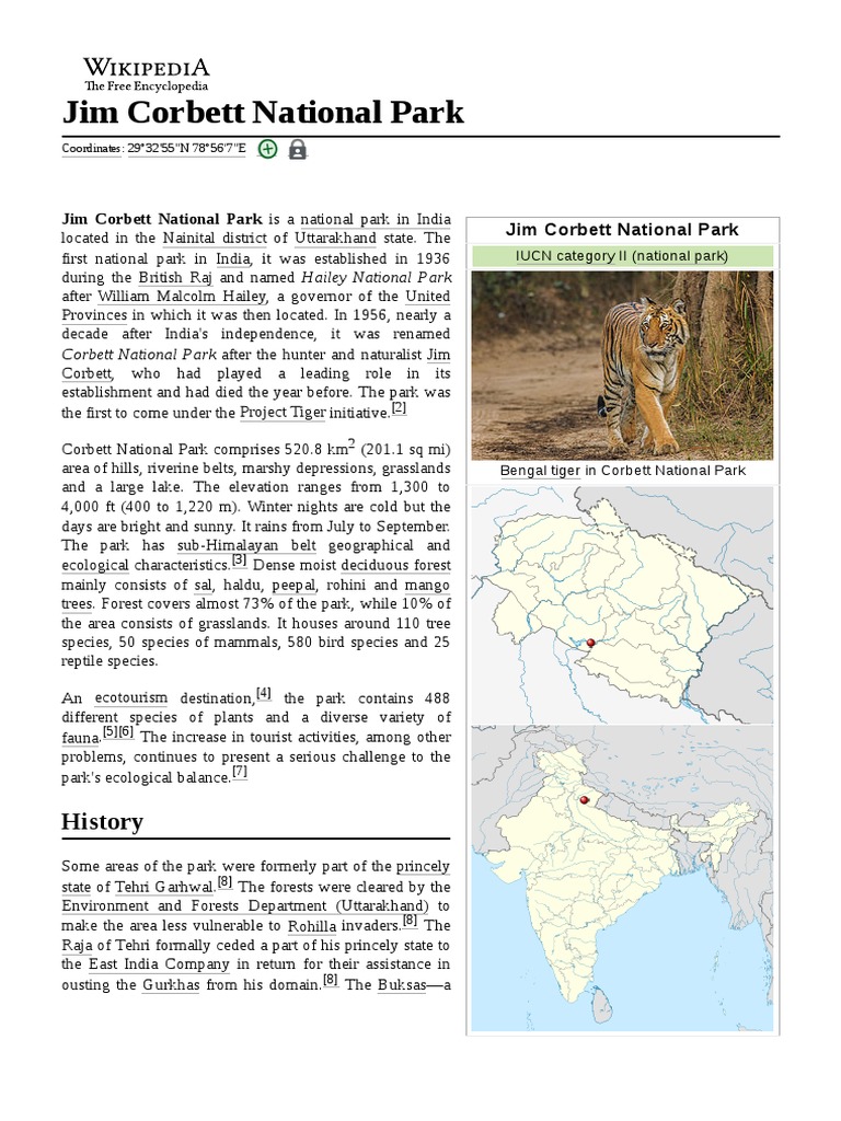 Jim Corbett National Park Overview | PDF