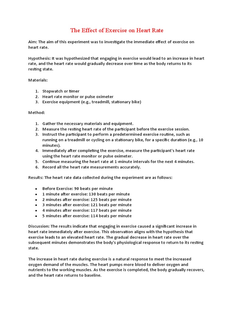 Impact of Exercise on Heart Rate | PDF | Heart Rate | Heart