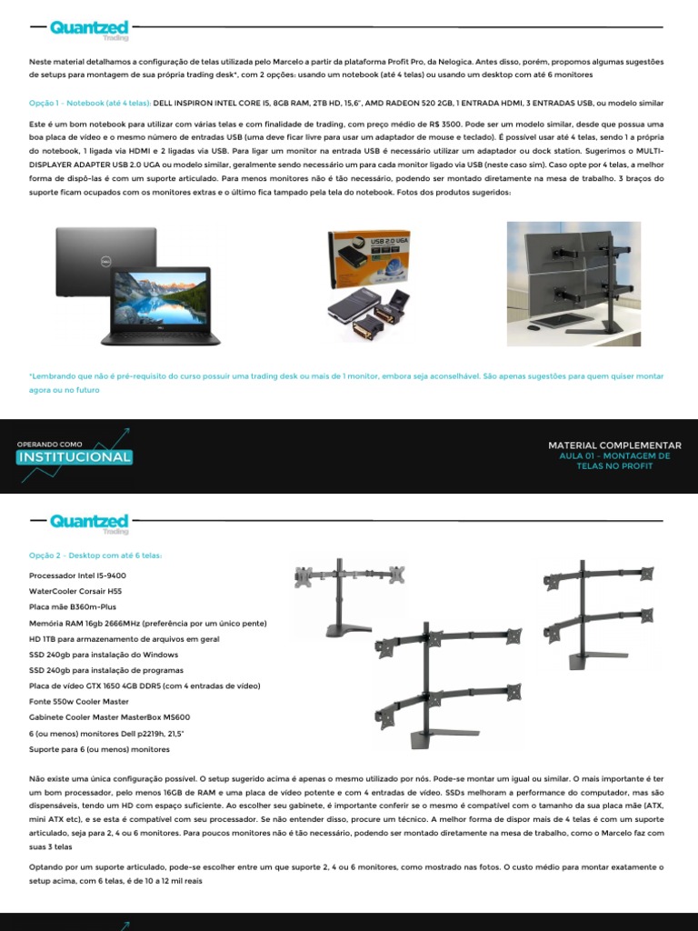 Material Complementar - Montagem de Telas No Profit | PDF | Média móvel | Disco de estado sólido