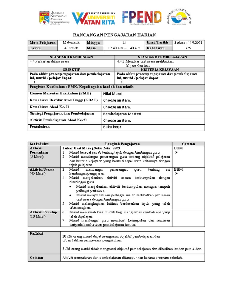 TEMPLATE RPH LOGO UKM - Latest Edit | PDF