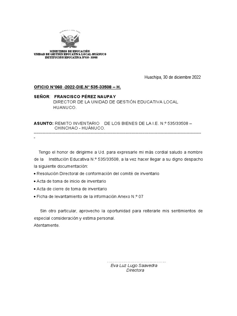 Entrega de Inventario I.E. N.º 535/33508 | PDF | Gobierno