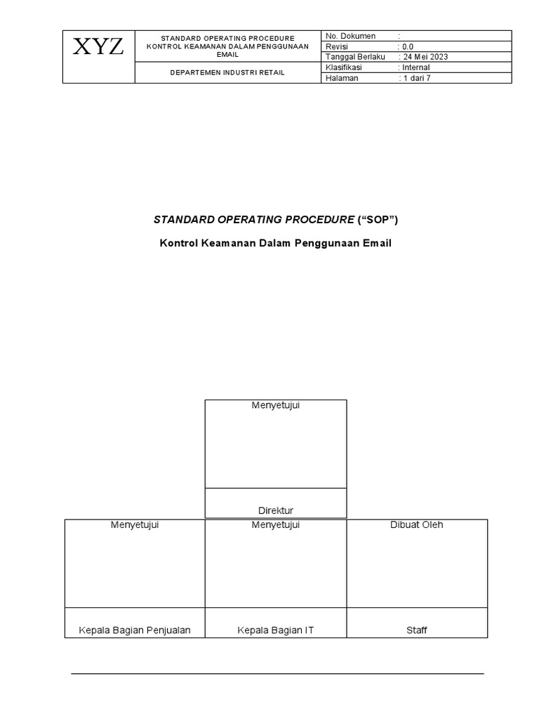SOP Keamanan Penggunaan Email XYZ | PDF | Komputer