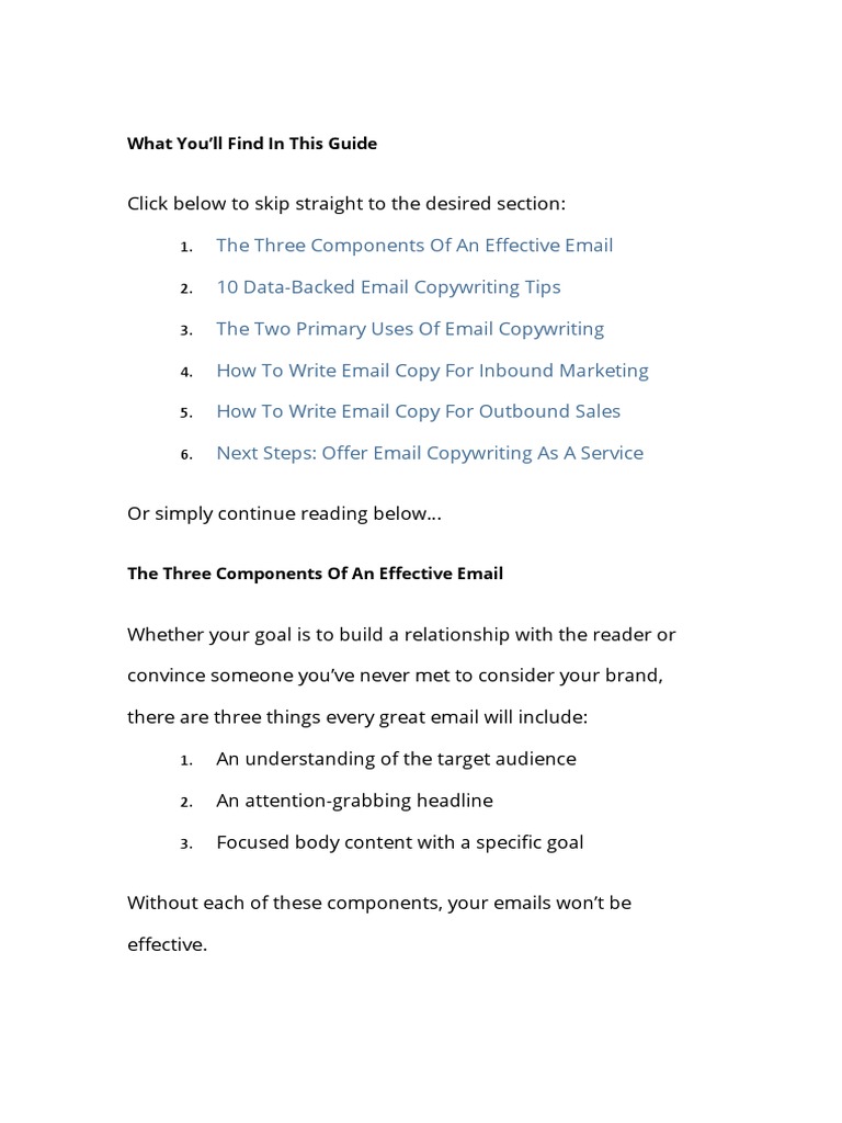 Email Copywriting | PDF | Marketing | Sales