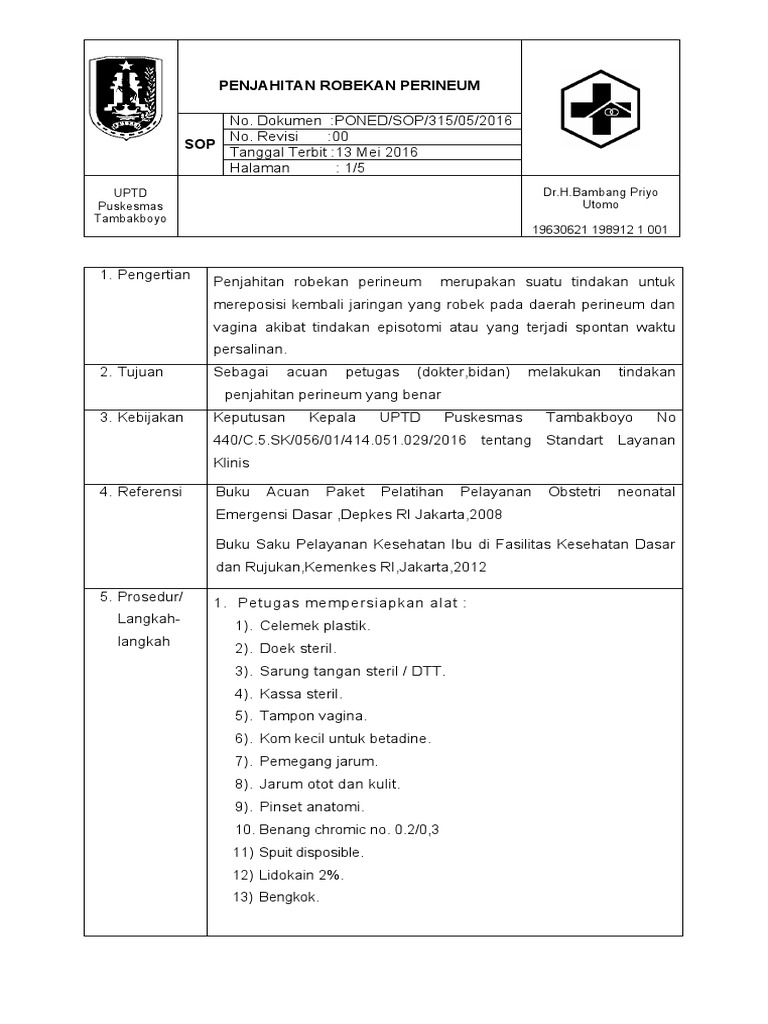 Sop Penjahitan Robekan Perineum | PDF | Sains & Matematika