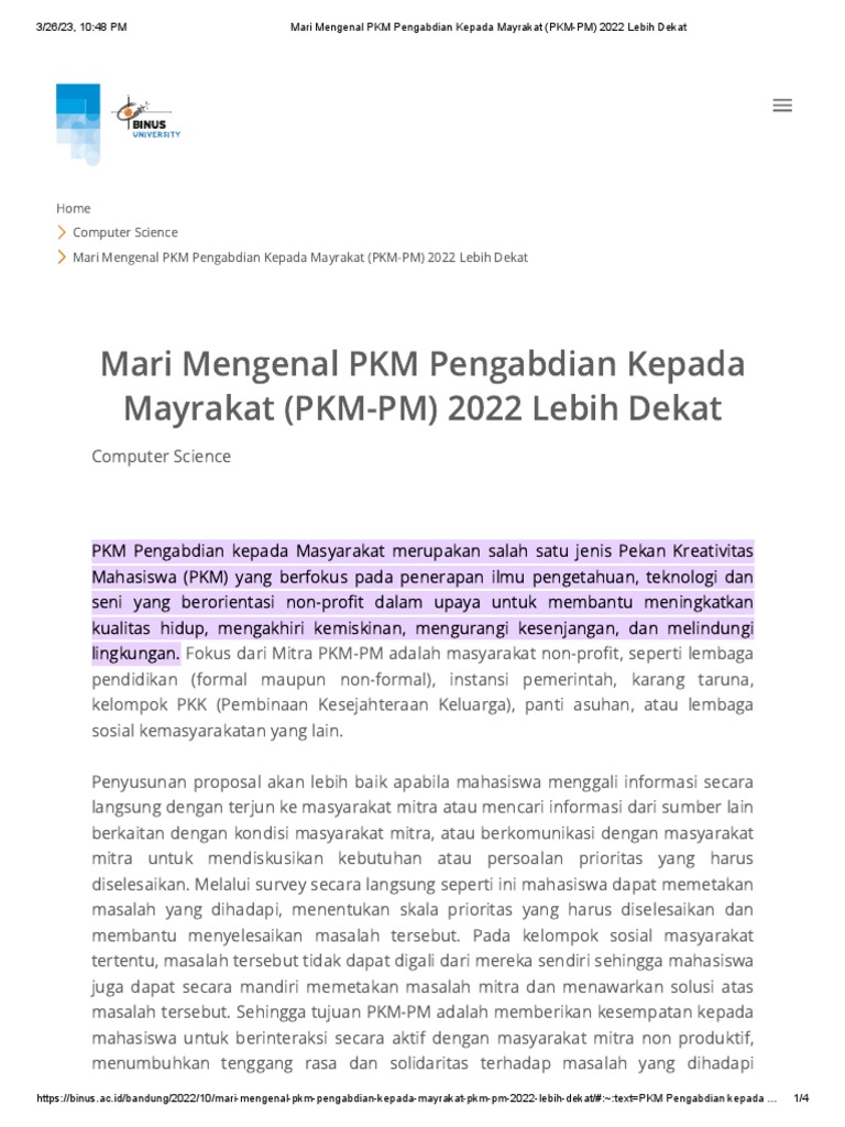 Mari Mengenal PKM Pengabdian Kepada Mayrakat (PKM-PM) 2022 Lebih Dekat | PDF