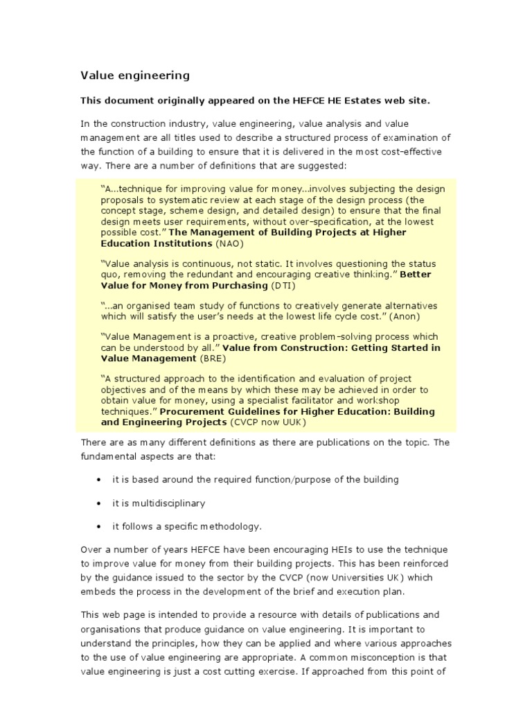 Value Engineering | PDF | Design | Engineering