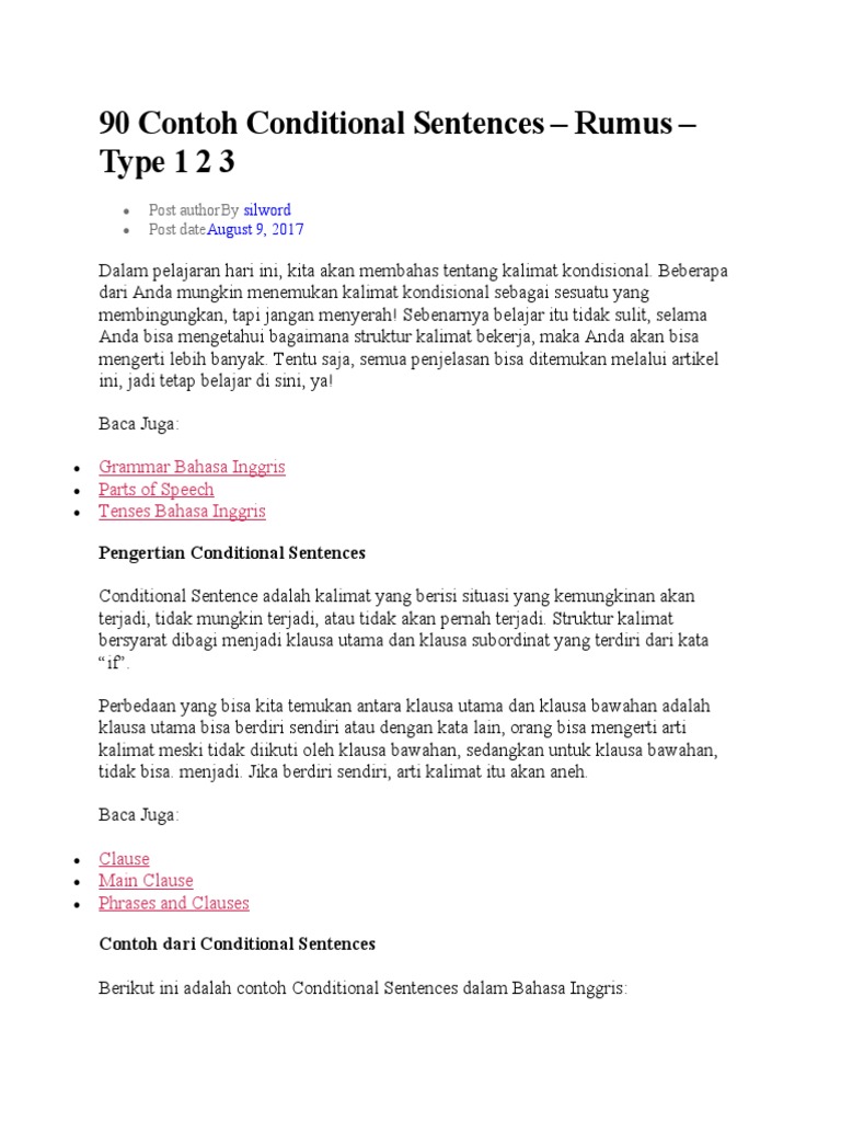 90 Contoh Conditional Sentences | PDF
