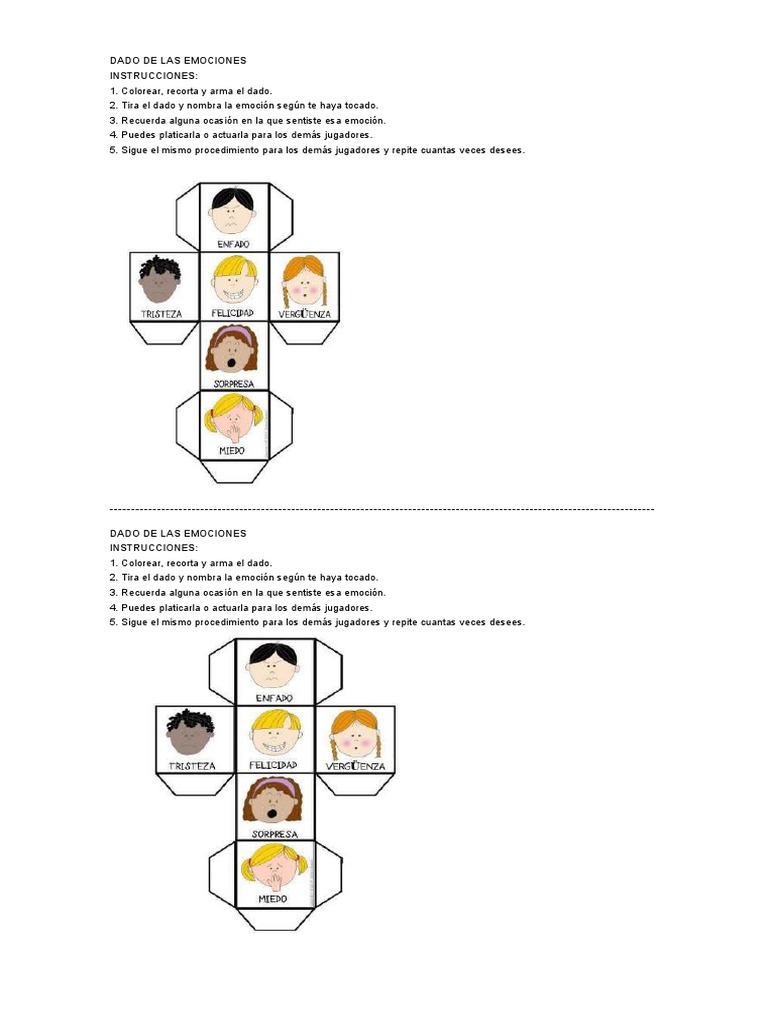 Dado de Las Emociones | PDF | Relaciones personales, crianza y ...