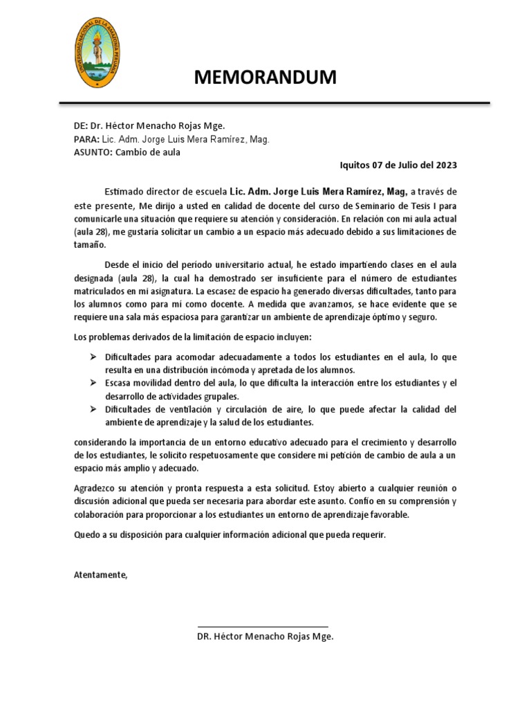 Formato de Memorandum | PDF