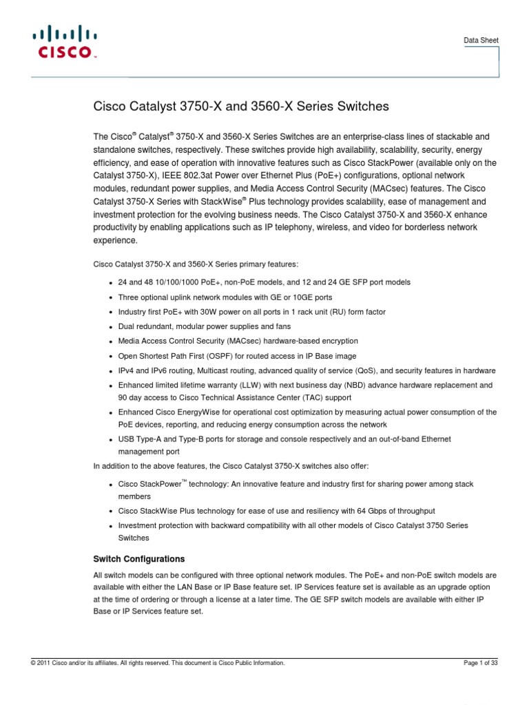 Cisco Catalyst 3750-X and 3560-X Series Switches: Switch Configurations ...