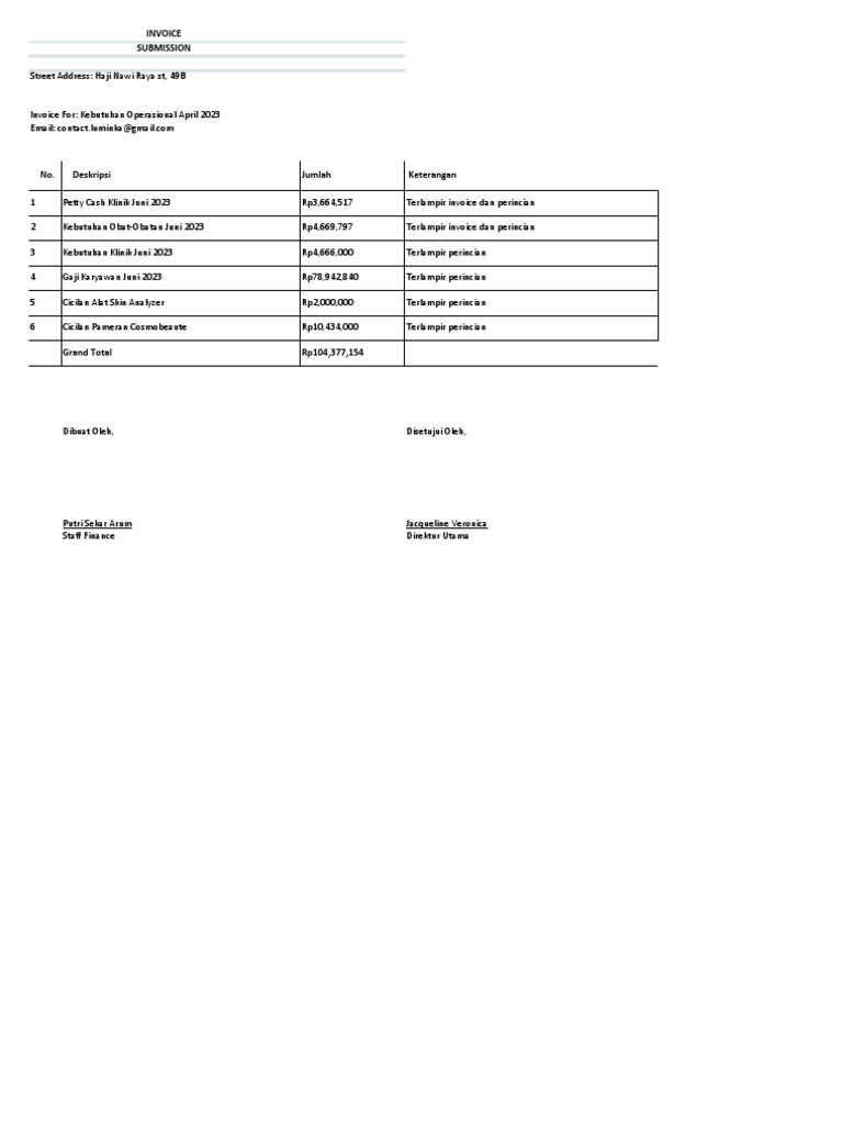 Invoice dan Laporan Pengeluaran Juni 2023 | PDF