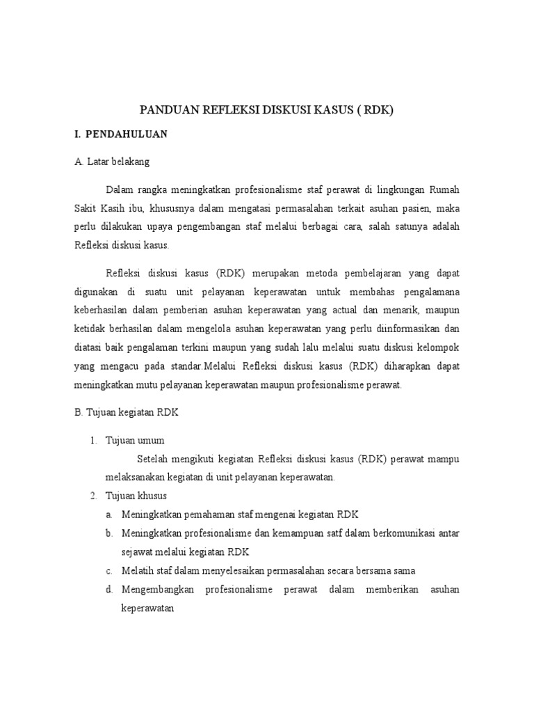 Panduan Refleksi Diskusi Kasus | PDF