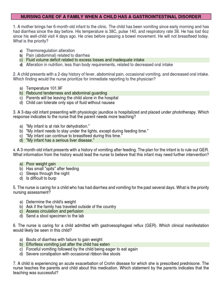 MCN Sample Questions | PDF | Anemia | Pancreas