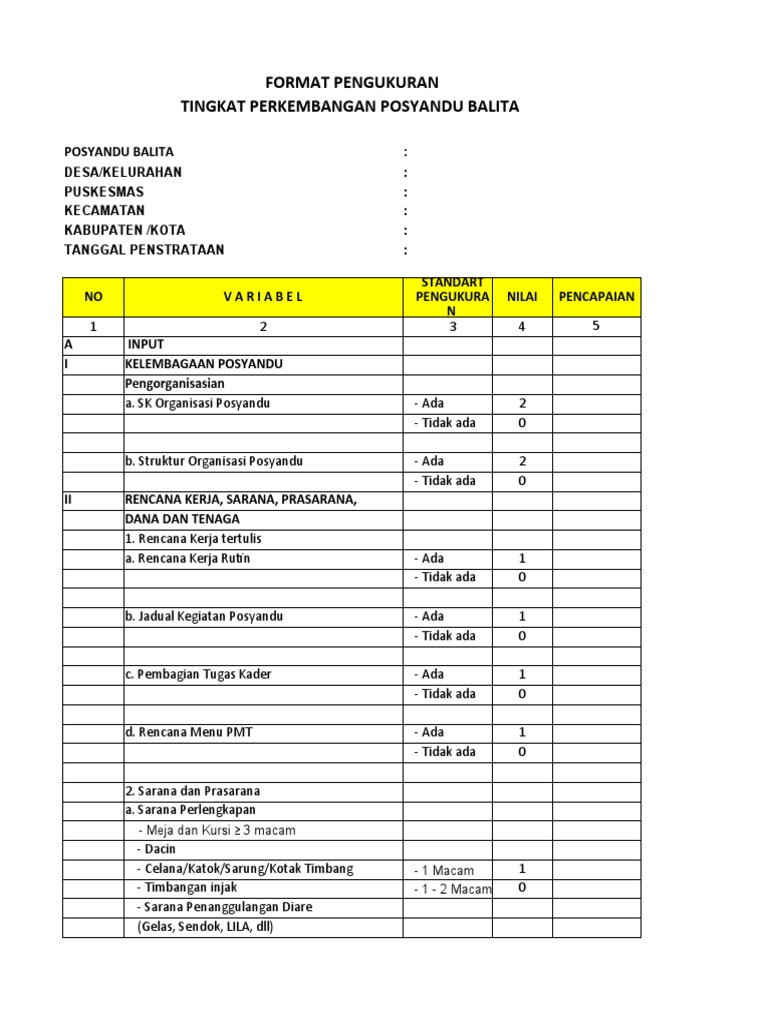 Form Pembinaan Posyandu | PDF