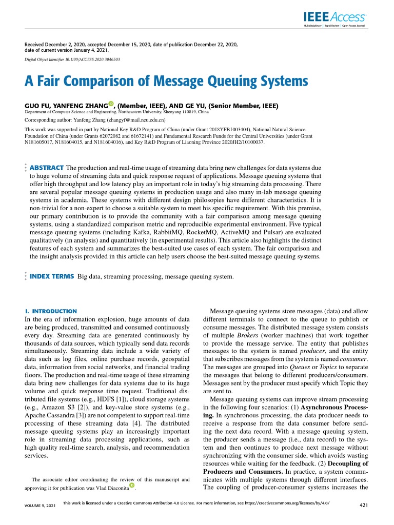 A Fair Comparison of Message Queuing Systems | PDF | Apache Hadoop ...
